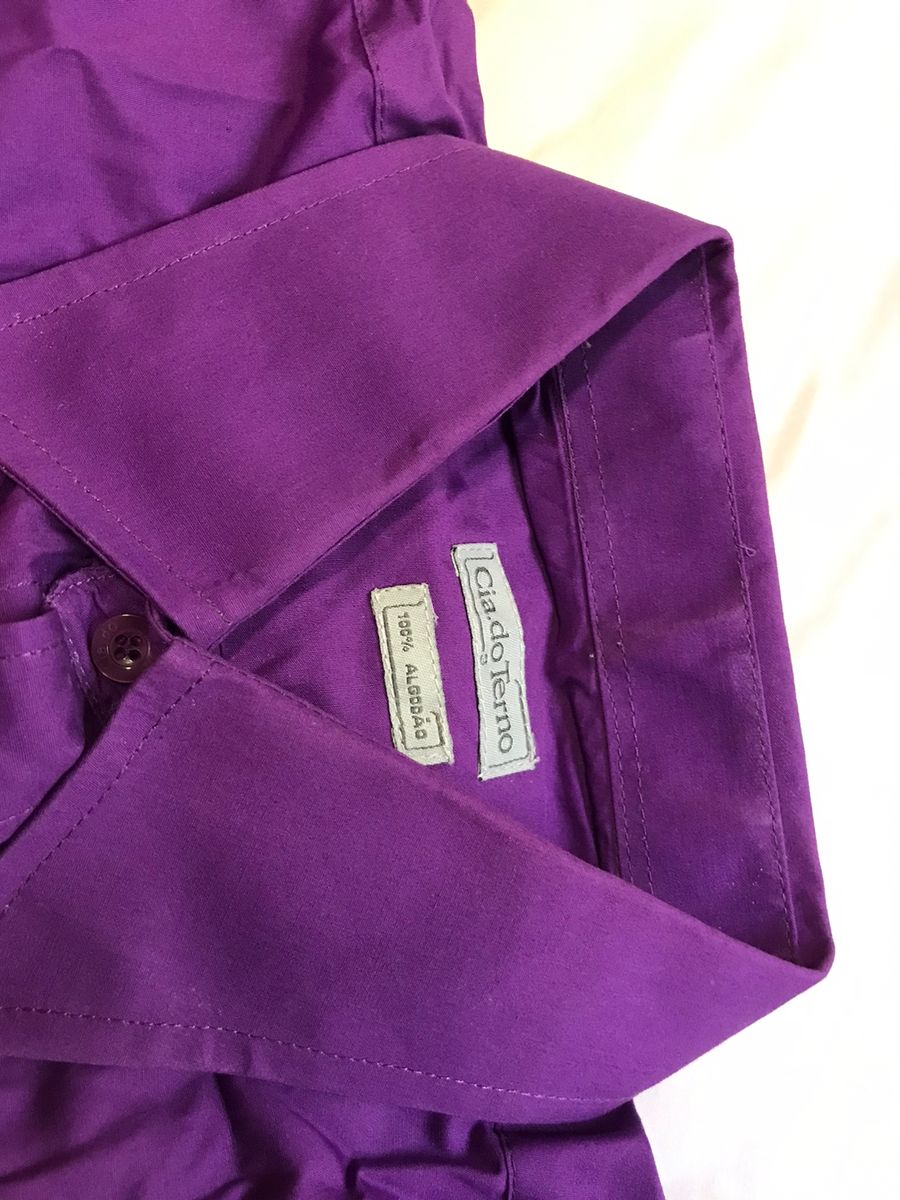 Camisa Social Masculina Lisa Manga Longa Roxa-tam 3 | Camisa Masculina ...