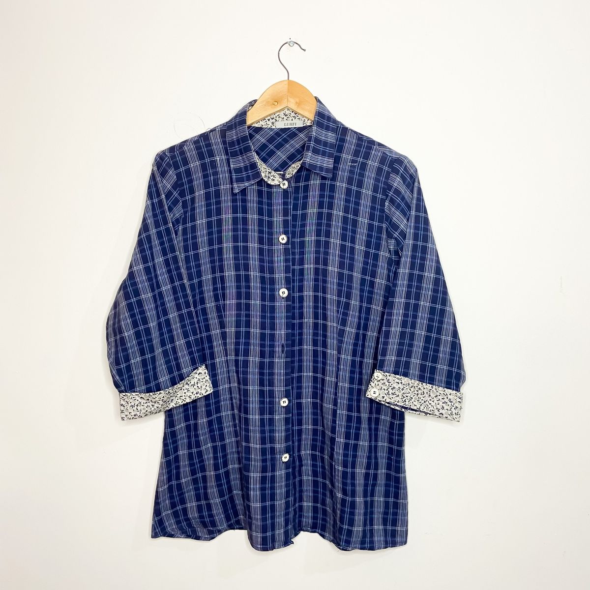 Camisa Xadrez Azul | Camisa Feminina Luhfi Usado 83668936 | enjoei