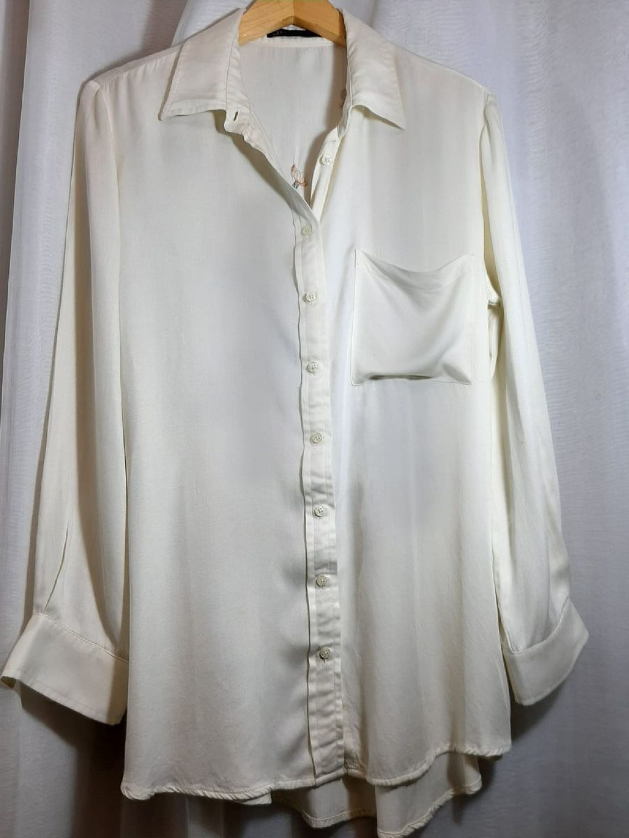 Camisão Creme Bordada | Camisa Feminina Rery Class Usado 69743344 | enjoei