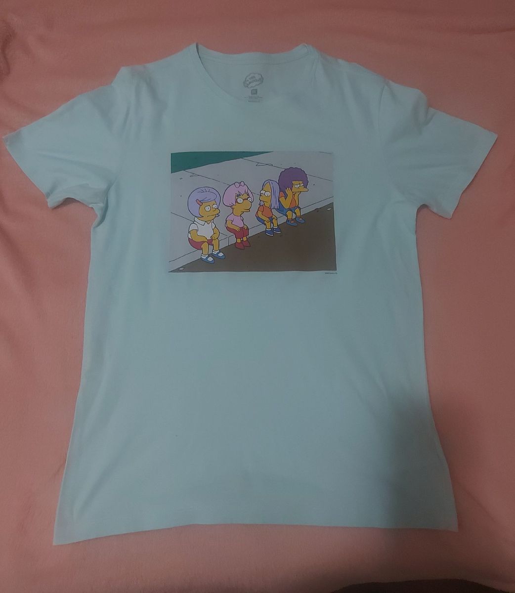 Camiseta Azul Simpsons | Camiseta Masculina Usado 75280259 | enjoei