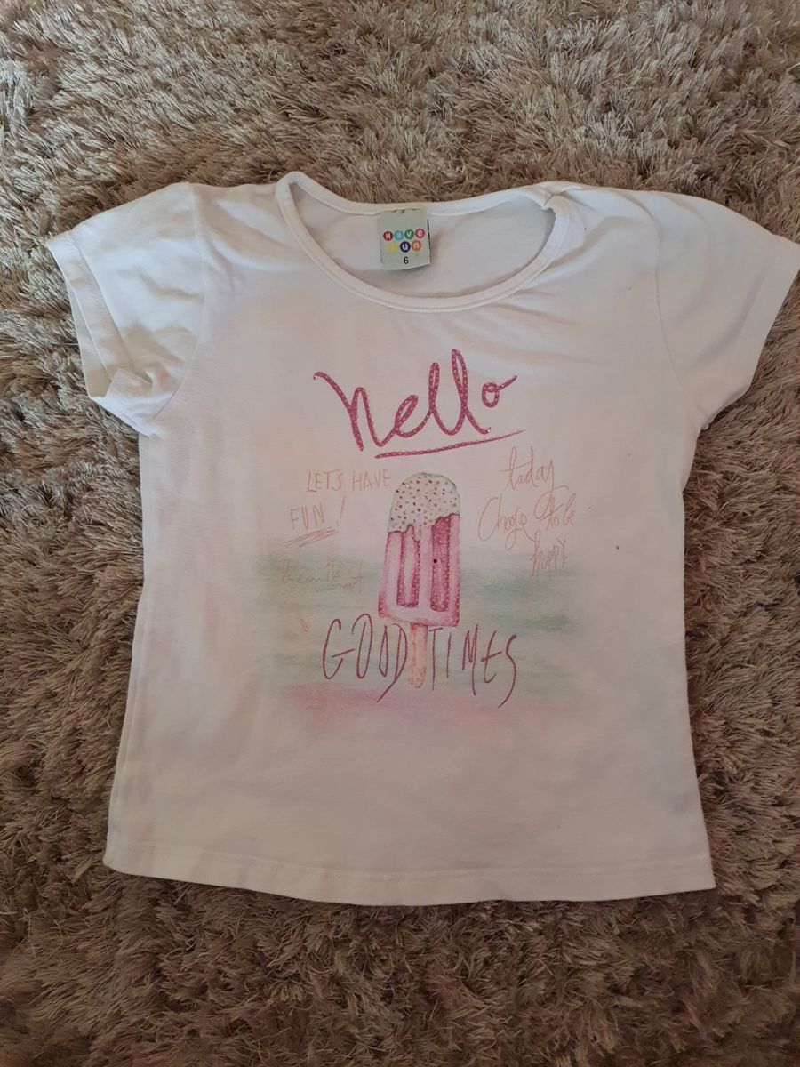 Camiseta Branca Infantil | Roupa Infantil para Menina Have Fun Usado ...