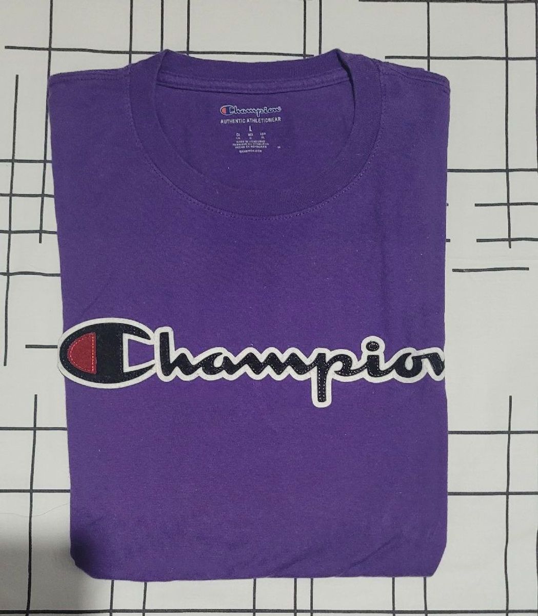Camiseta Champion Roxa | Camiseta Masculina Champion Usado 99931201 ...