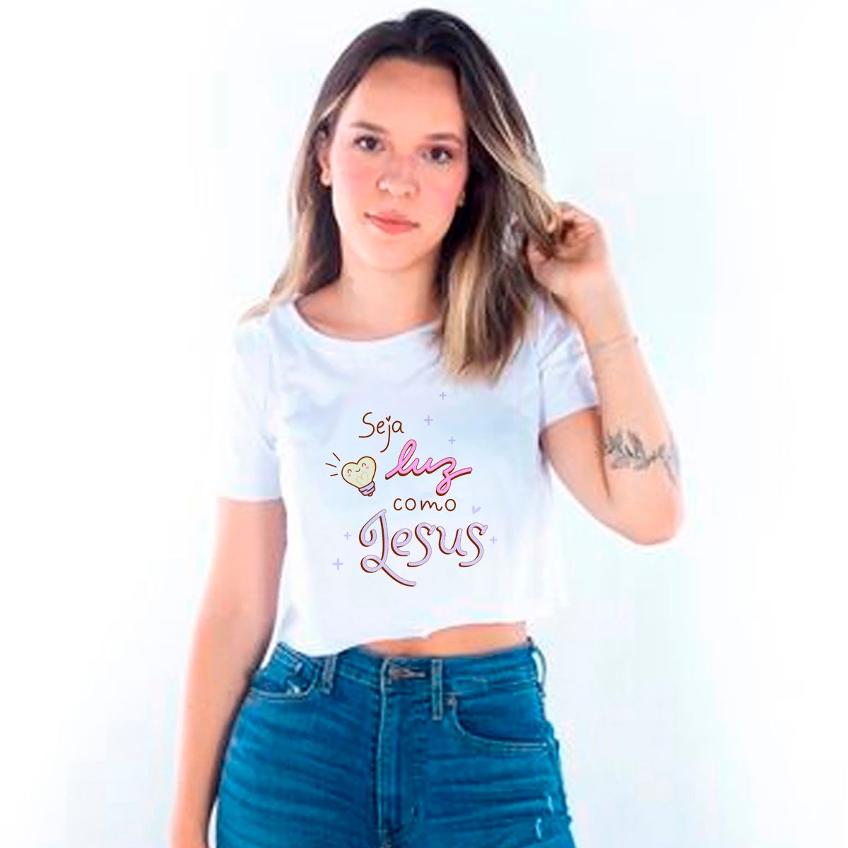 Camiseta Cropped Feminina Frase Seja Luz Como Jesus - Gg | Camiseta Feminina Criatics Nunca ...