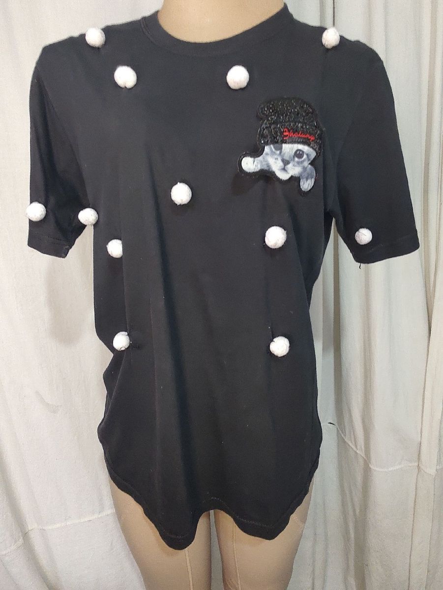 Camiseta Gato e Bolinhas | Camiseta Feminina Pump Rock Usado 80151803 ...
