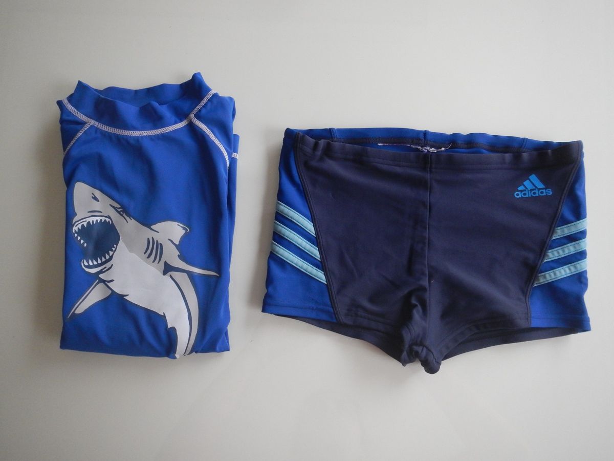 Camiseta Praia Piscina Proteção Uv Solar Menino 7 Anos Sunga Adidas ...