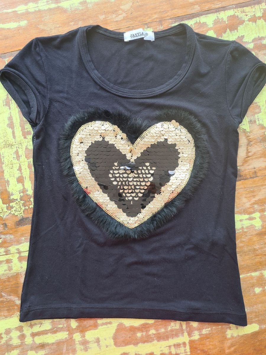 Camiseta Preta com Aplicação | Roupa Infantil para Menina Fanyland ...