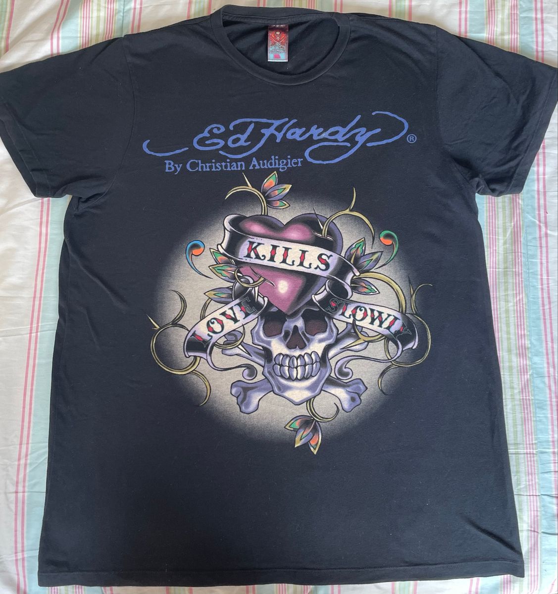 Camiseta T-shirt Preta Ed Hardy Xl Gg | Camisa Masculina Ed Hardy Usado ...