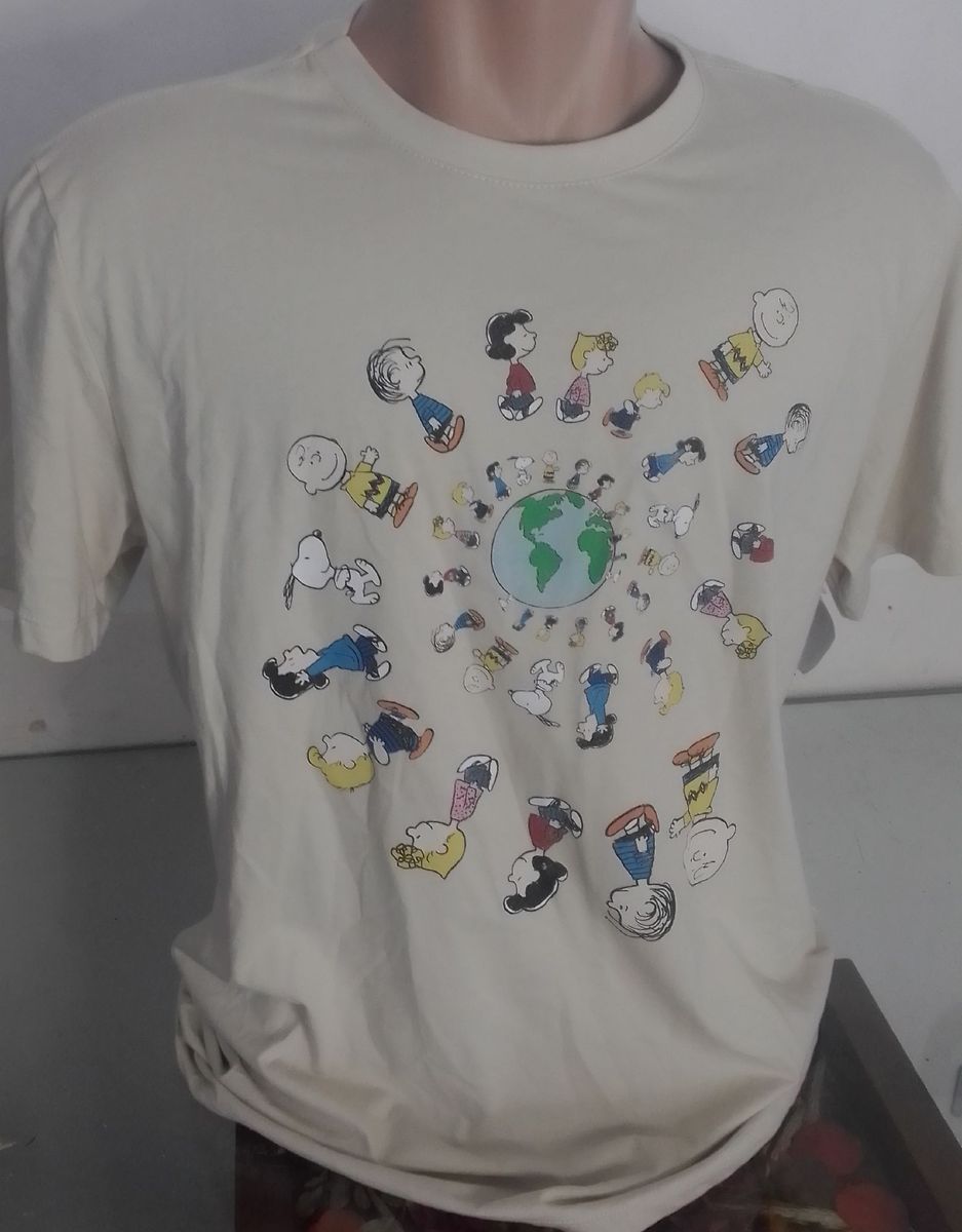 Camiseta Nova C/ Etiqueta Masculina Turma Charlie Brown Tam G ...