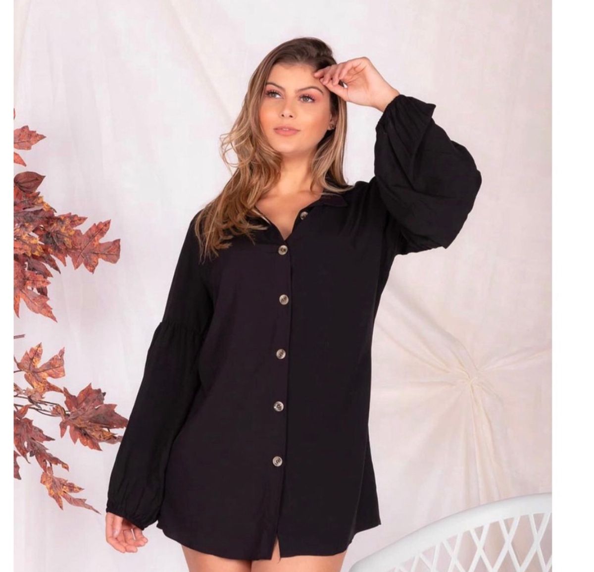 Camisete Chemise / Chamise Feminina 100% Viscose Manga Longa Tendência ...