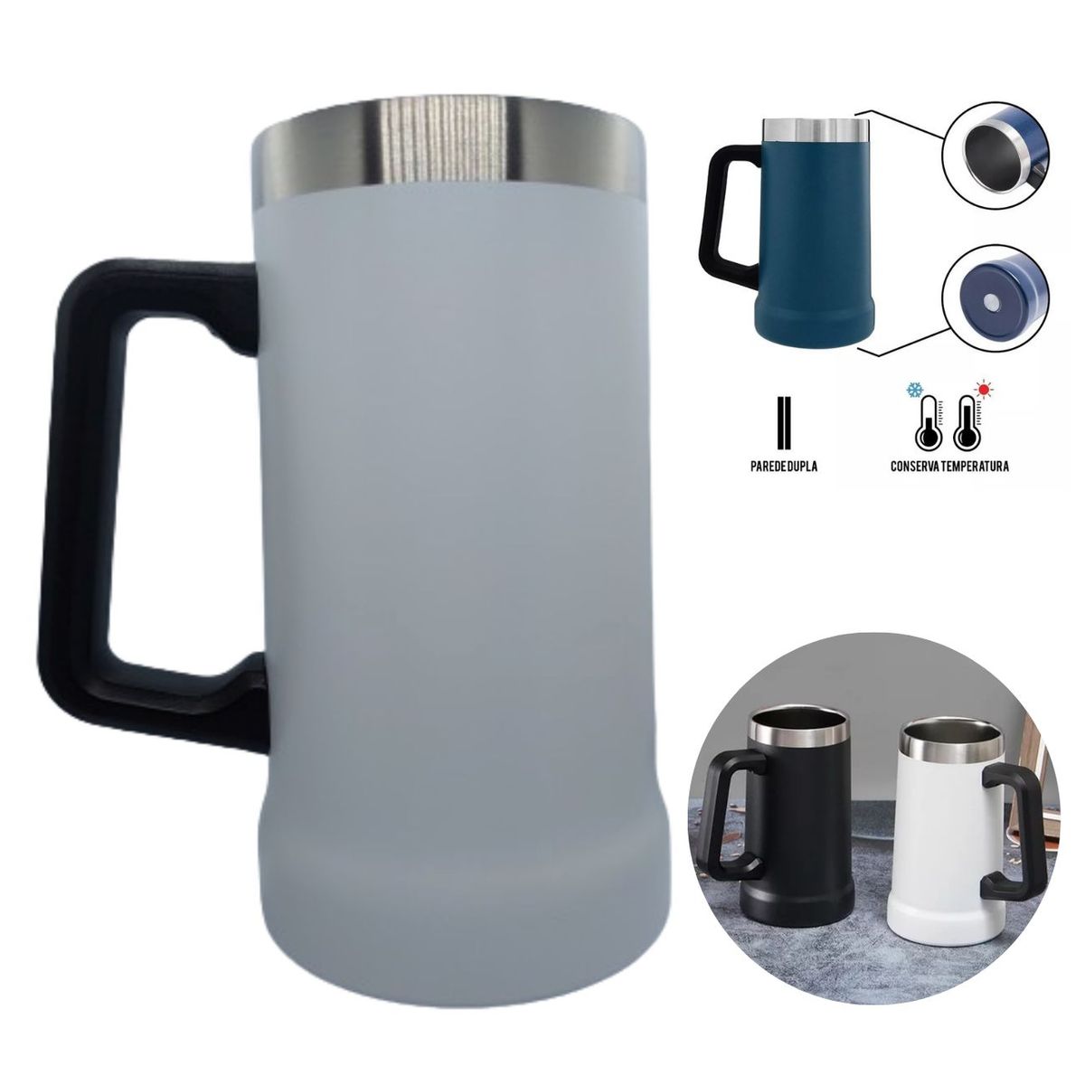 Caneca Térmica Camada Dupla em Inox 710ml Serve Pra Beber Cerveja, Chopp, Café, Água, | Móvel de ...