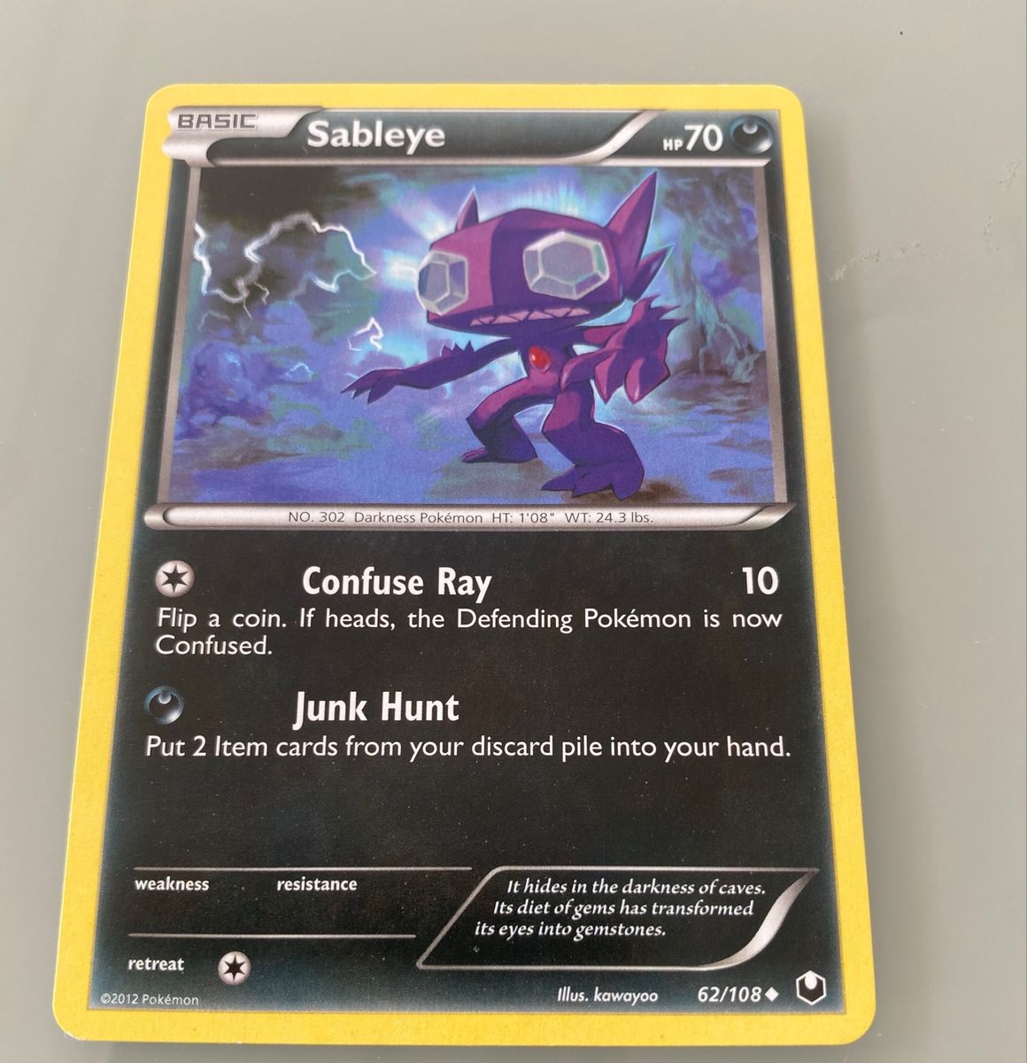 Card de Coleção - Card do Pokémon - Dableye - Número 62/108 ...