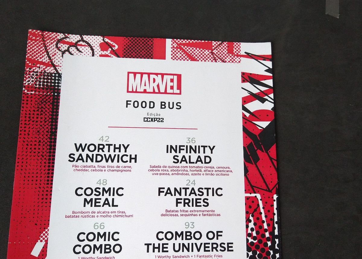 Cardápio Food Bus Marvel - Edição Ccxp 2022 | Filme e Série Marvel ...