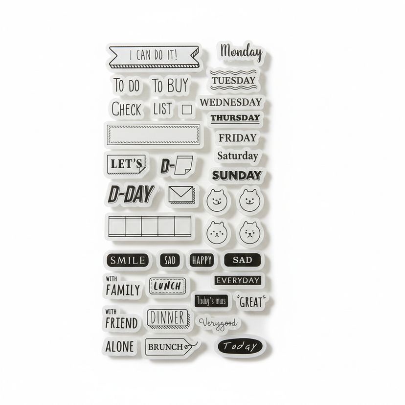 Carimbos Clear Stamp para Bullet Journal e Scrapbook - Daiso | Livro ...
