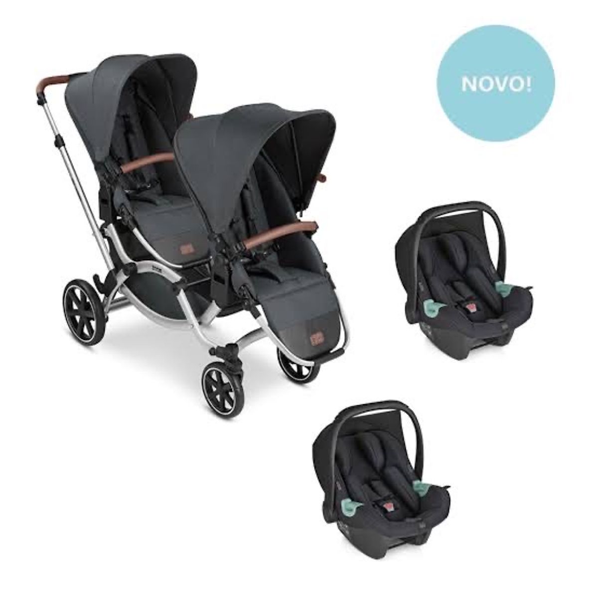 Carrinho de Bebê para Gêmeos e Dois Bebe Conforto Marca Abc Zoom Novo ...