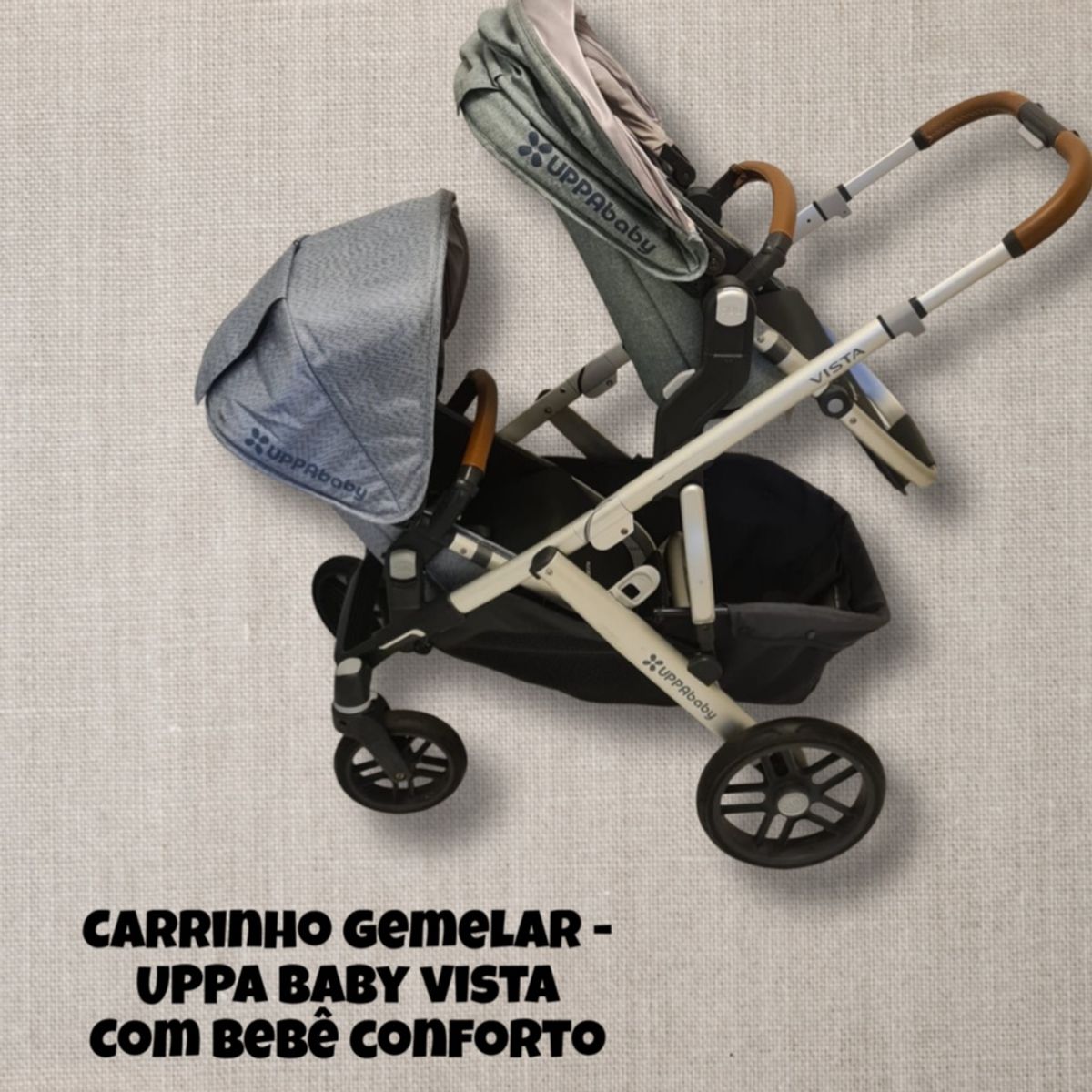 Carrinho Gêmeos / Duplo Uppababy Vista Duplo com Moises e Bebê Conforto ...