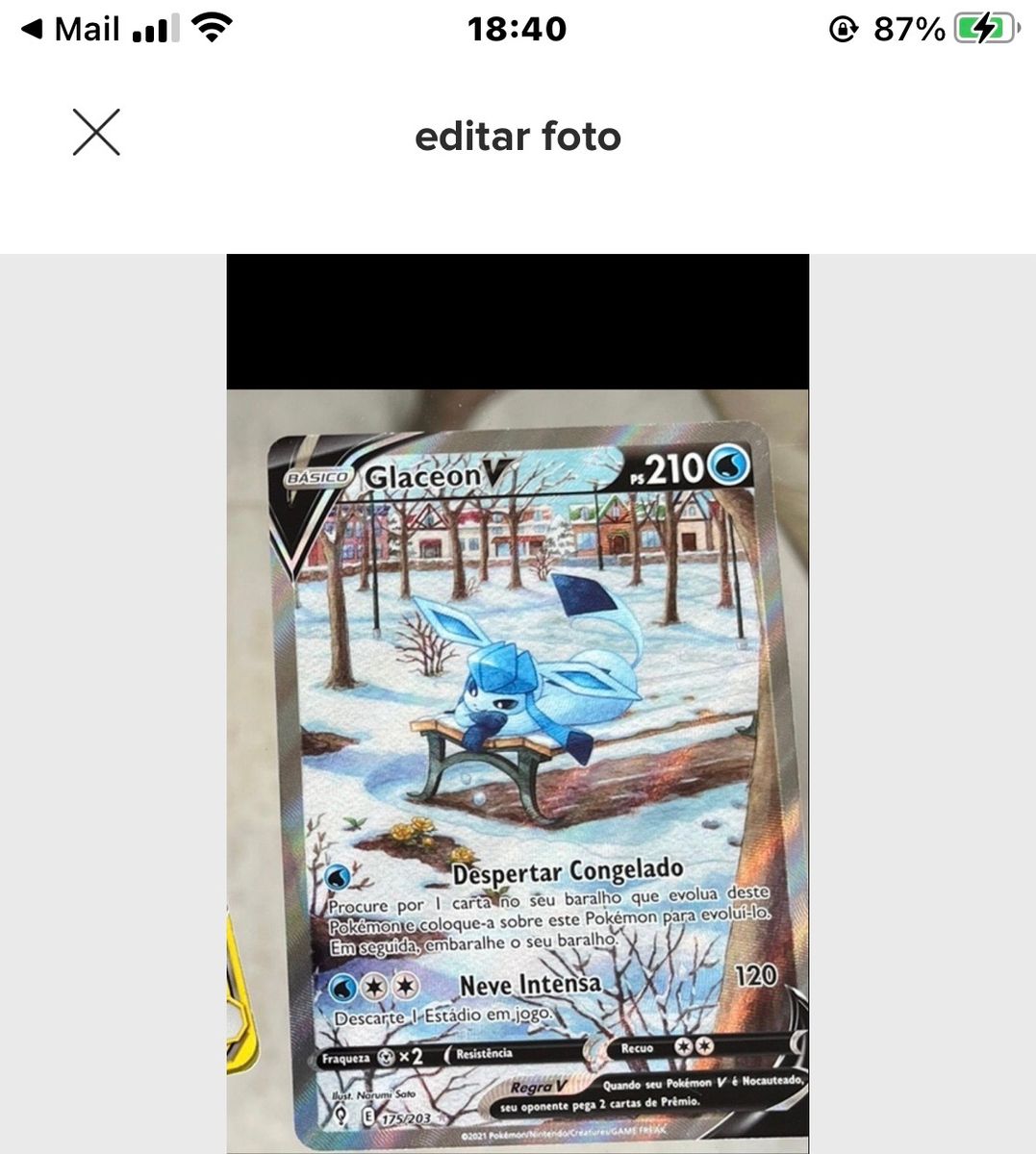 Carta Pokemon Glacion V | Livro Pokemon Usado 84487875 | enjoei