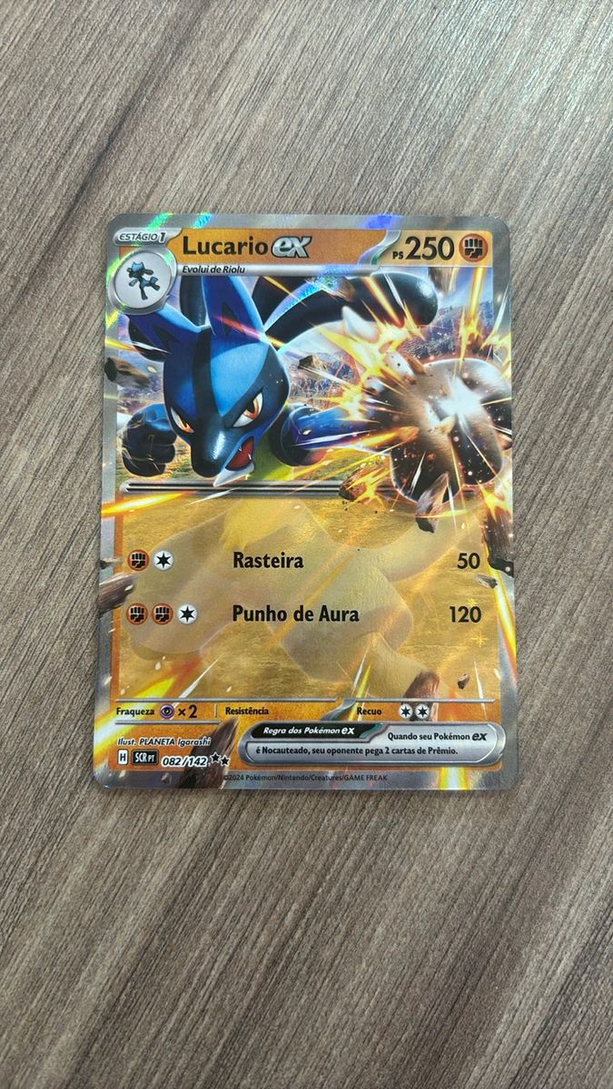 Carta Pokémon Original Lucario Ex 082/142 | Item Infantil Copag Nunca ...