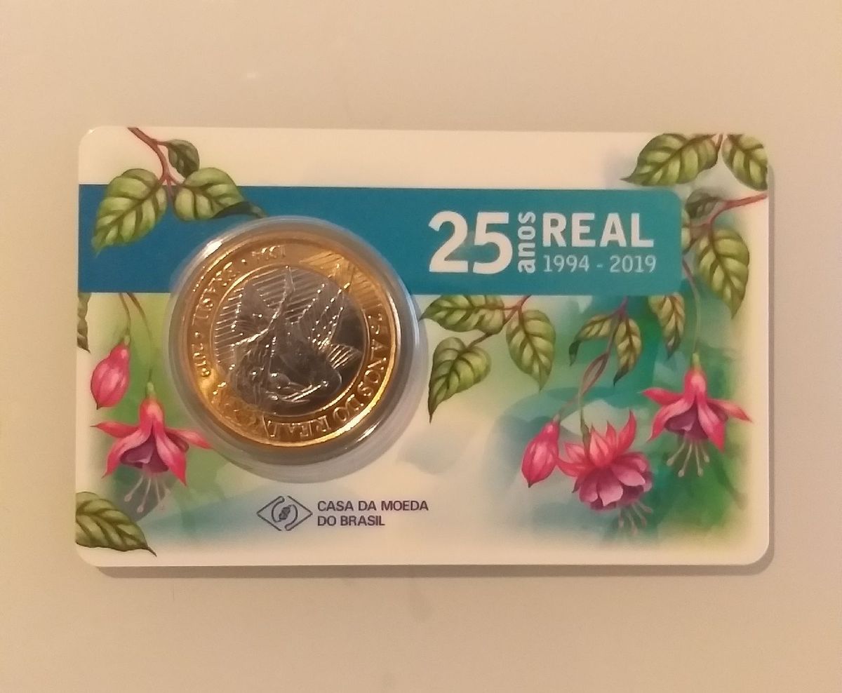 Cartao Oficial 25 Anos do Plano Real Moeda Beija Flor | Produto Vintage e Retro Cada Da Moeda Do ...