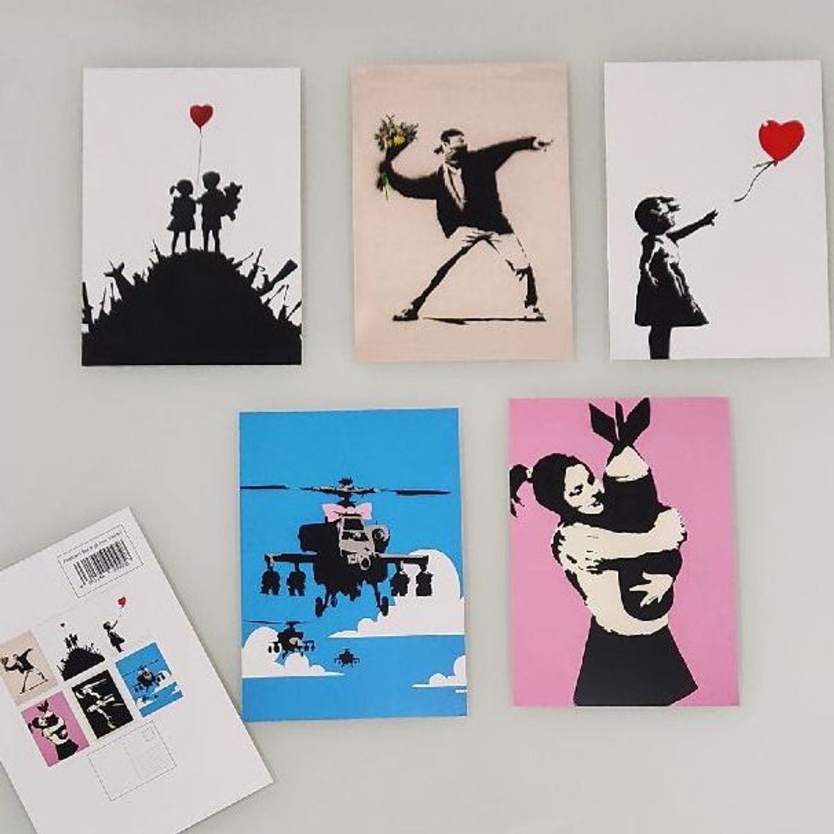 5 Cartões Postais Banksy | Item de Papelaria Banksy Nunca Usado ...