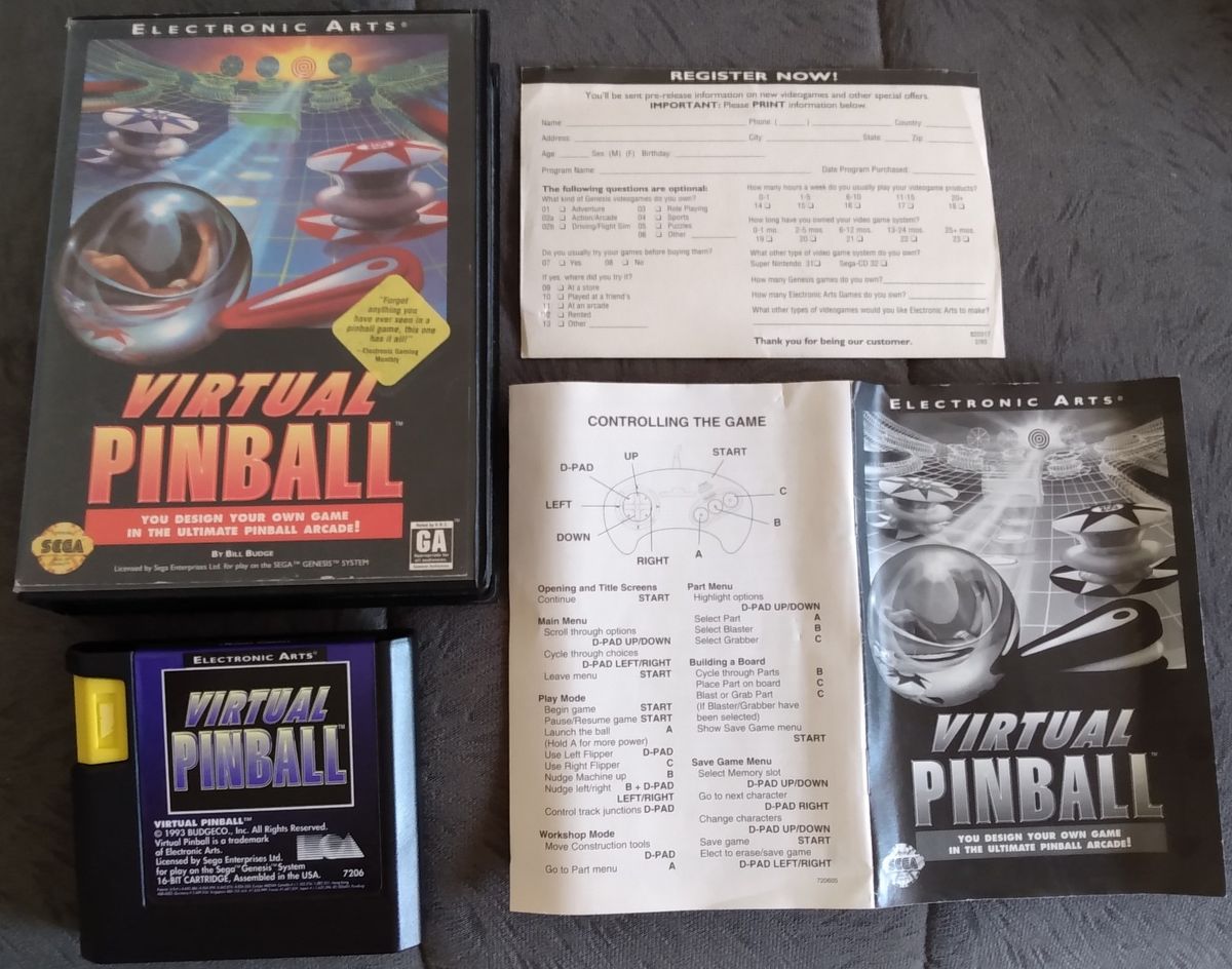 Cartucho Mega Drive Virtual Pinball Completo Sega Genesis | Jogo de ...