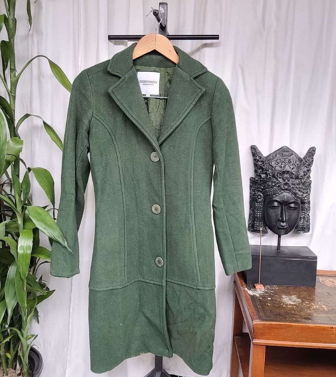 Casaco de Lã, Casaco Verde de Lã, Trench Coat Verde, Trench Coat de ...