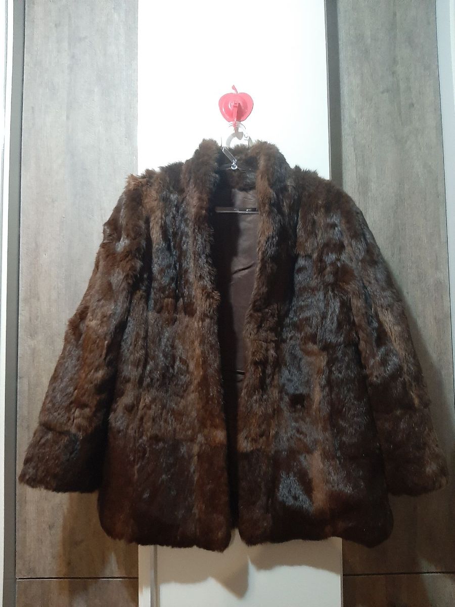 Casaco de Pele Natural Marrom | Casaco Feminino Peleteria Curtepel Ltda Usado 103890520 | enjoei