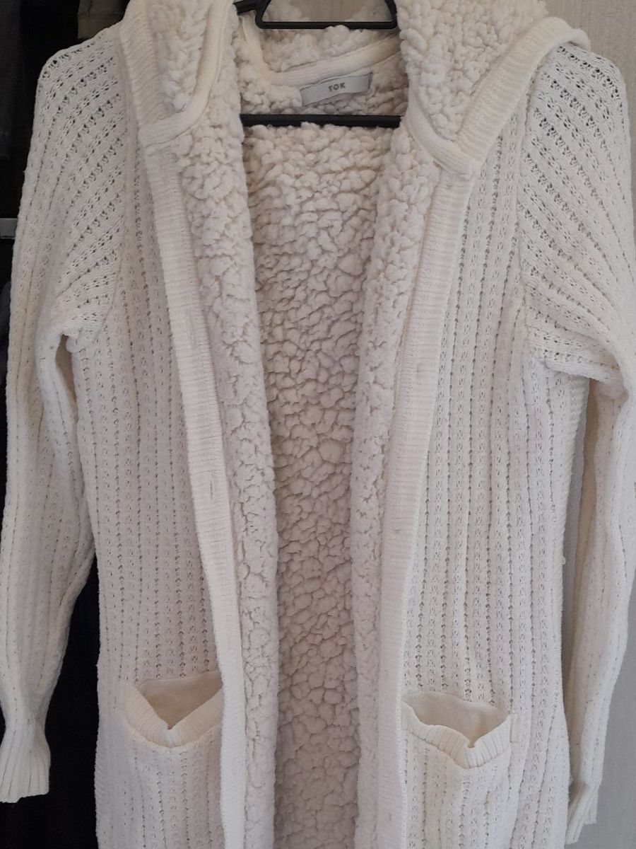 Casaco Lã Off White | Casaco Feminino Tok Usado 82214512 | enjoei