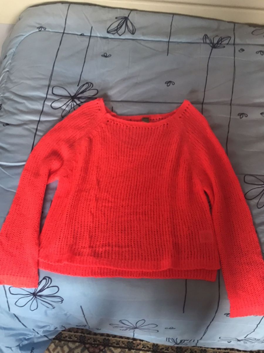 Casaco Tricot Rosa Choque | Casaco Feminino Farm Usado 20290364 | enjoei