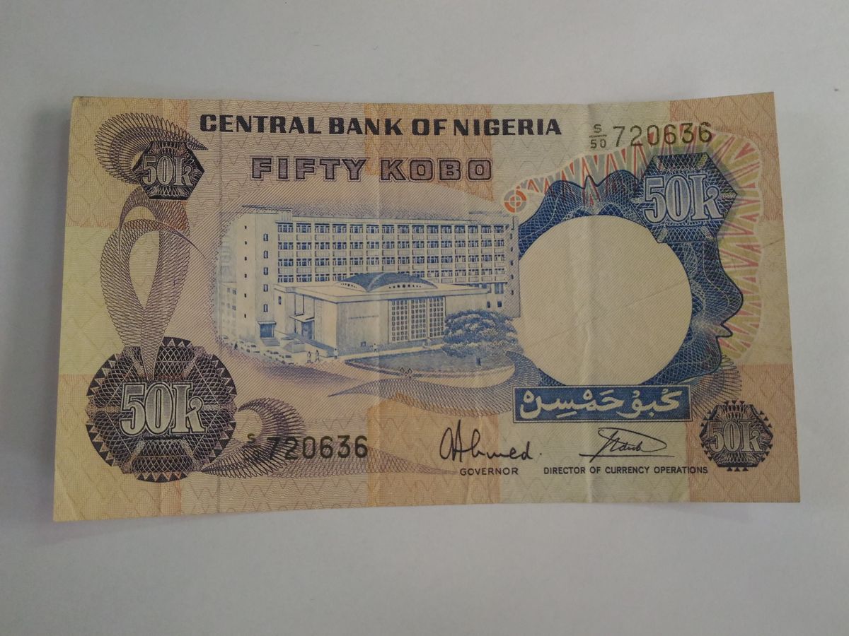 Cédula 50k Fifty Kobo 1955 | Móvel de Antiquário Cédula Nunca Usado ...