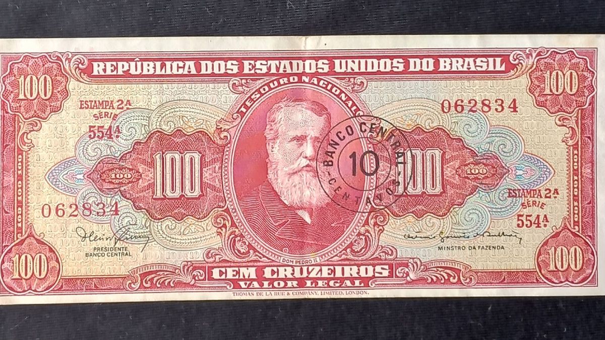 Cedula Antiga de 100 Cruzeiros C/ Carimbo ( 67/72) Rara | Produto ...
