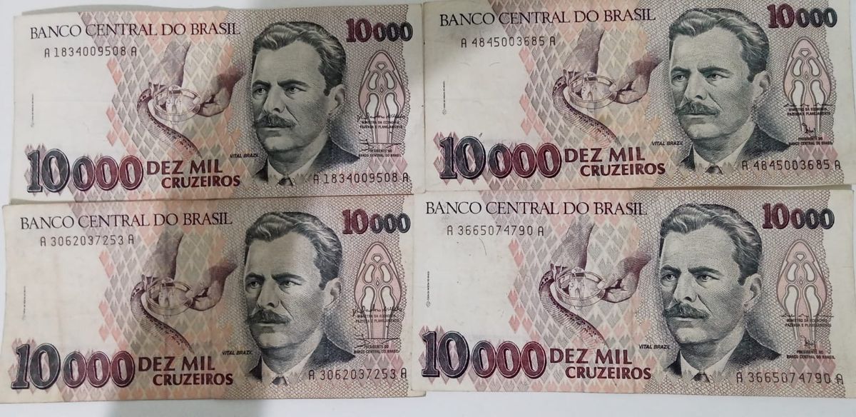 Cédula de Cr$ 10.000,00 (vital Brazil) "c225 Cédula Brasil 10000 ...