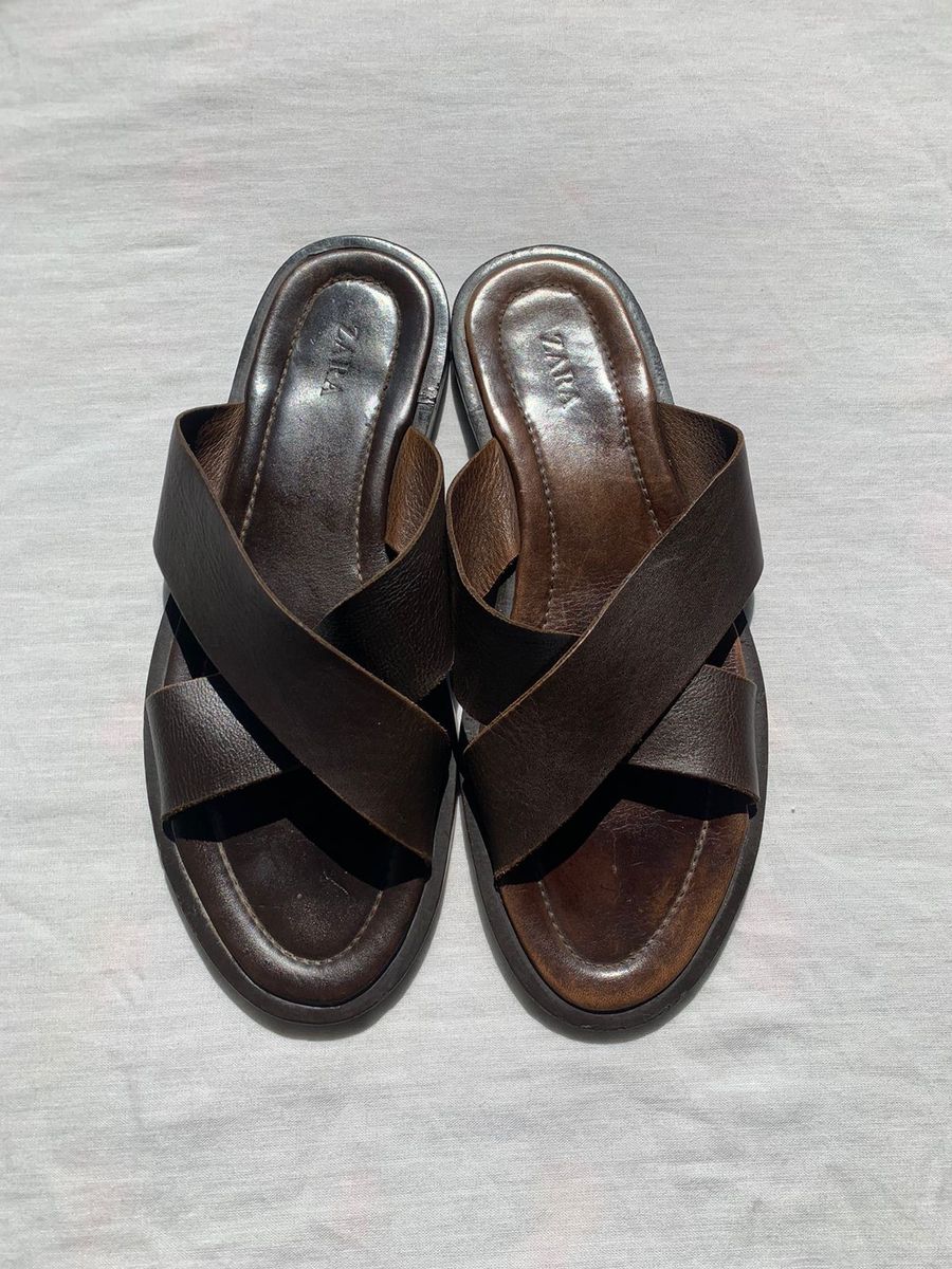 Chinelo de Couro Zara | Sandália Masculina Zara Usado 85754226 | enjoei