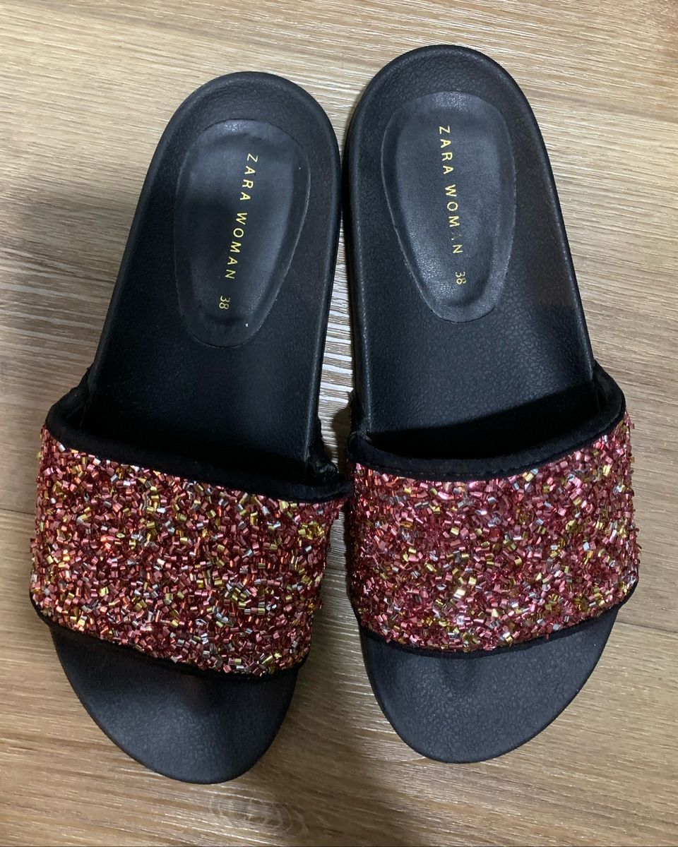 Chinelo Zara com Brilhos Rosas | Sandália Feminina Zara Usado 52275694 ...
