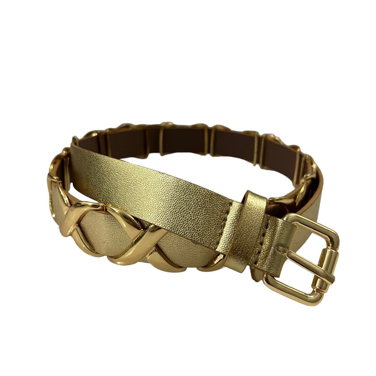 Cinto Dourado - Couro Legítimo - Tam G | Cinto Feminino Ellegance ...