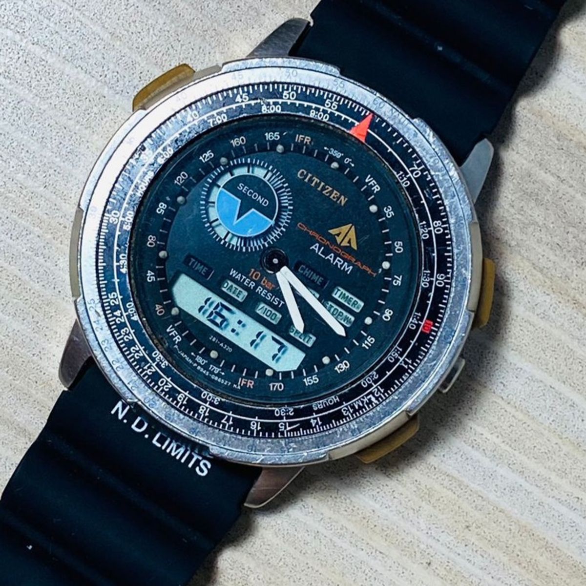 Citizen Wingman 8945 Série Prata Época do Combo Windsurf 1980 | Relógio ...