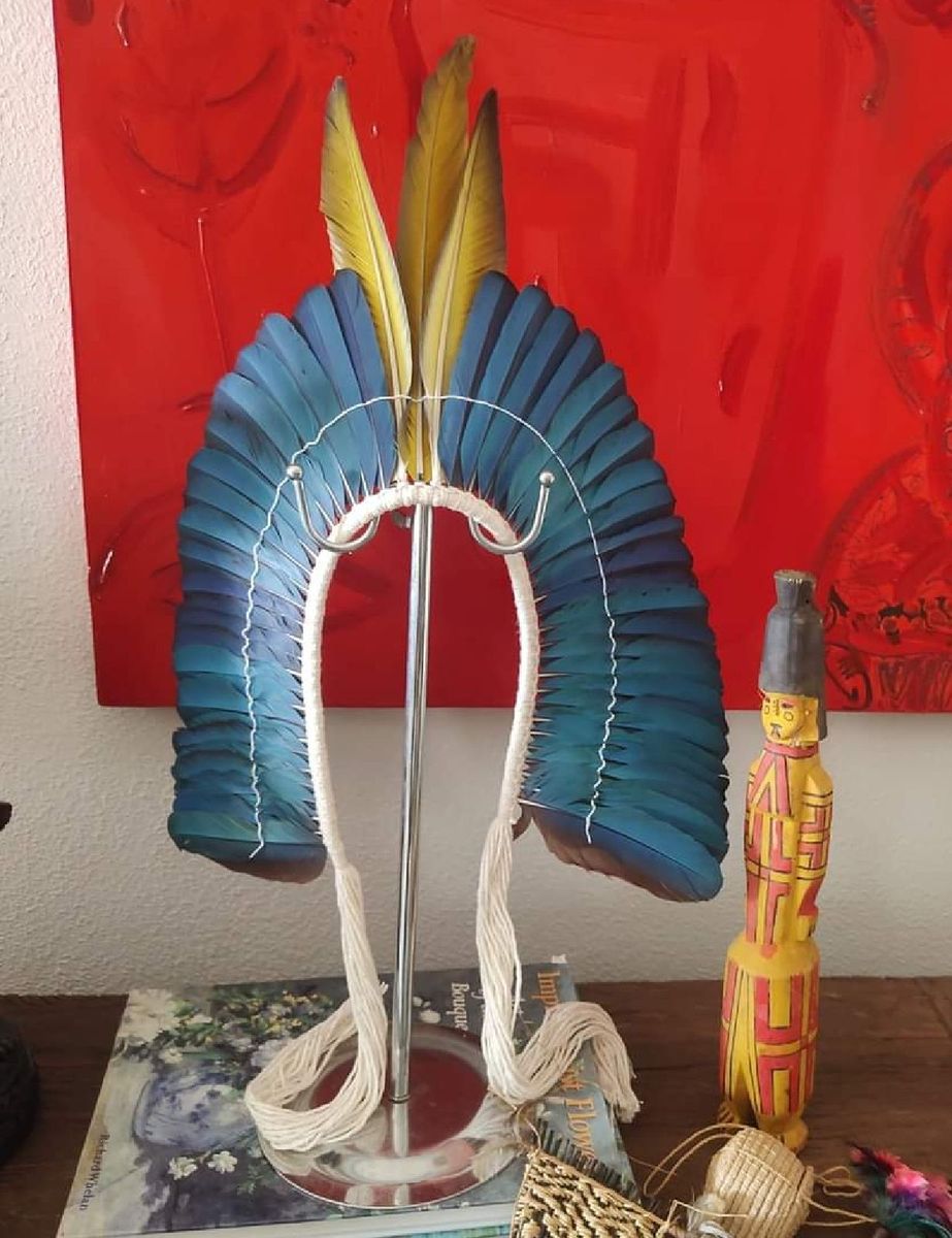 Cocar Indígena Pena de Arara | Item de Decoração Nunca Usado 79603462 ...