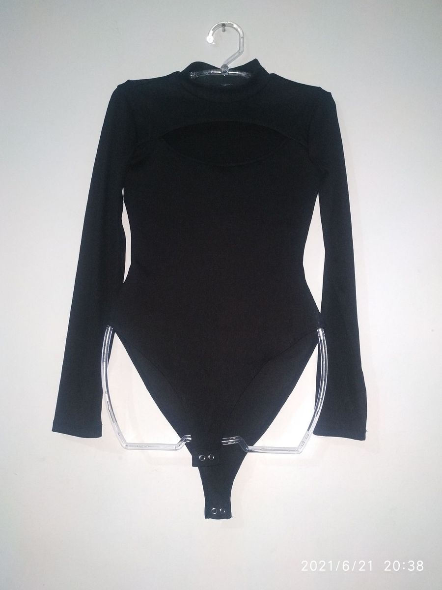 Colan Preto com Abertura em Detalhes Na Frente | Blusa Feminina Forever ...