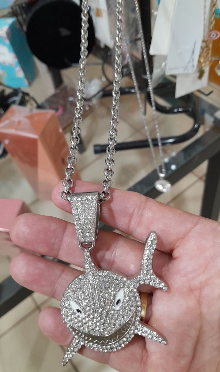 Colar Aço Inox com Pingente de Tubarão | Jóia Feminina Taco Nunca Usado ...