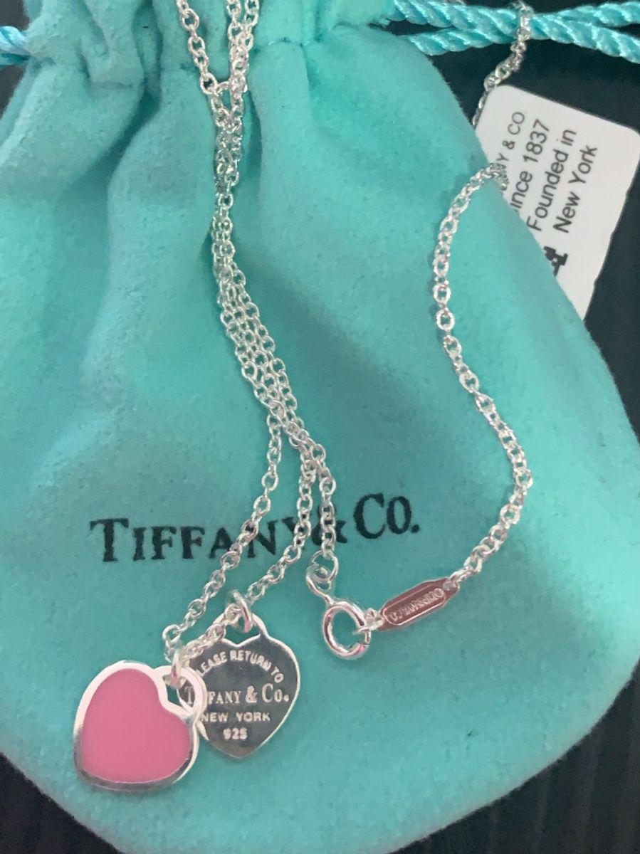Colar Coração Duplo Rosa Tiffany Inspiração | Jóia Feminina Tiffany ...