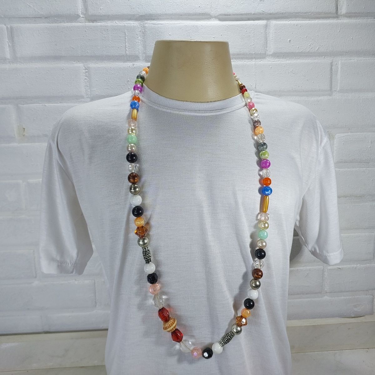 Colar Retrô Usado Antigo Contas Variadas Longo Anos 80 60cm | Produto ...
