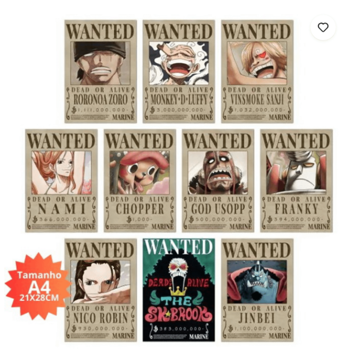 Coleção 10 Placas Decorativas Wanted Procurados One Piece Atualizado ...