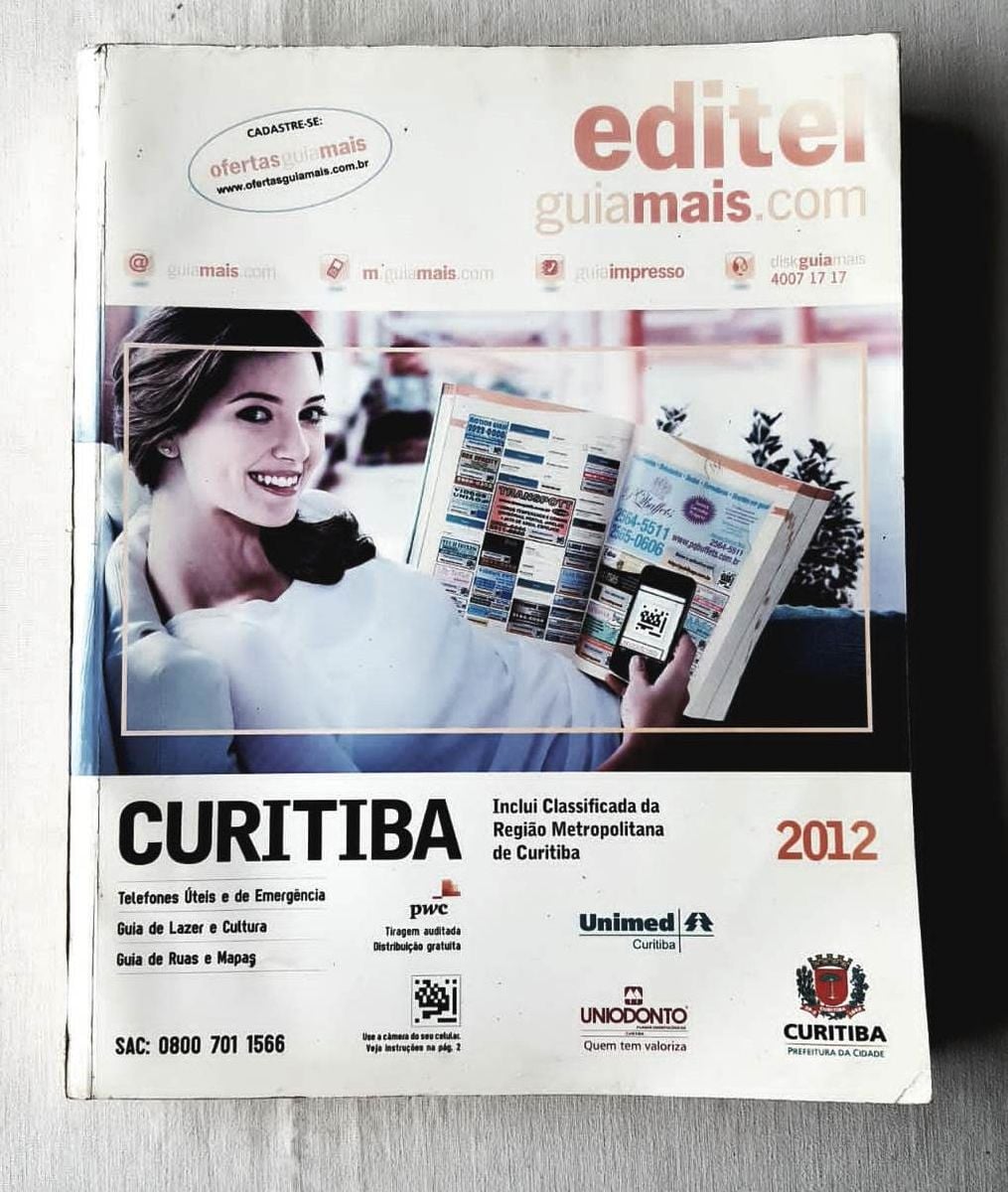 Colecionável - Antiga Lista Telefônica Editel Guia Mais Curitiba - 2012 ...