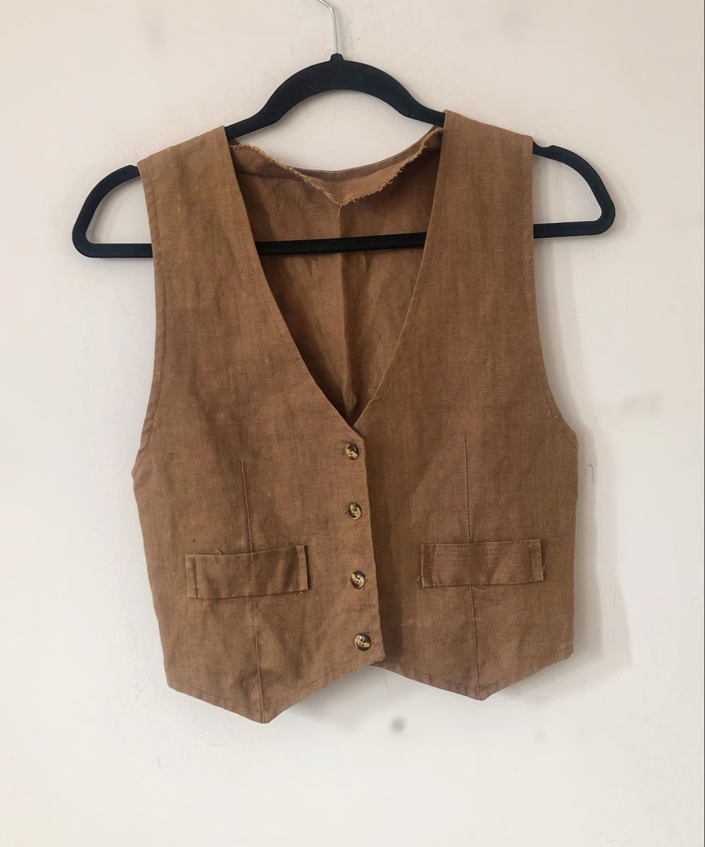 Colete Alfaiataria Vintage Bege | Colete Feminino Vintage Usado ...