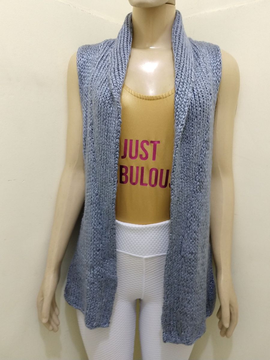 Colete de Lá Azul | Colete Feminino Usado 42383510 | enjoei