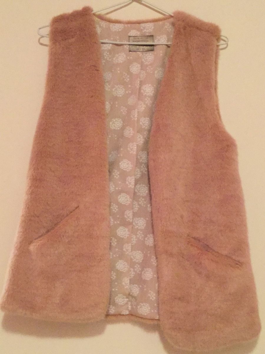 Colete de Pele Rose Zara | Roupa Infantil para Menina Zara Usado ...