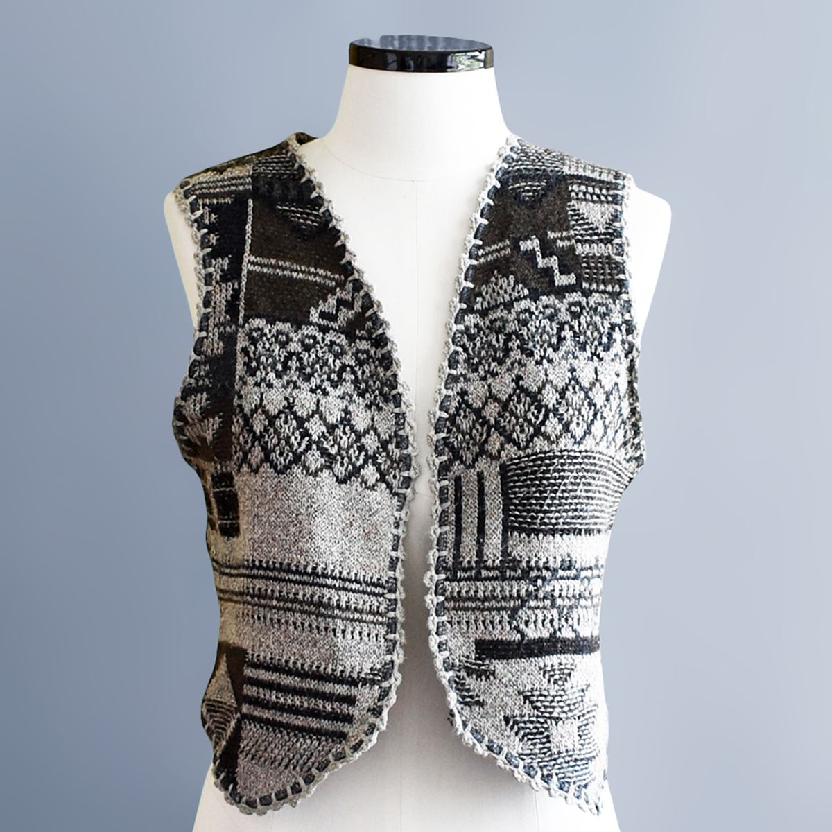 Colete de Tricô Vintage Étnico | Colete Feminino Vintage Usado 84472134 ...