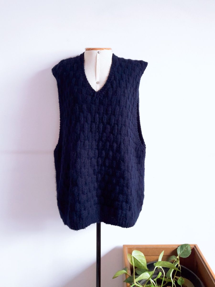 Colete Pullover em Lã Grossa Azul | Colete Masculino Usado 76886409 ...