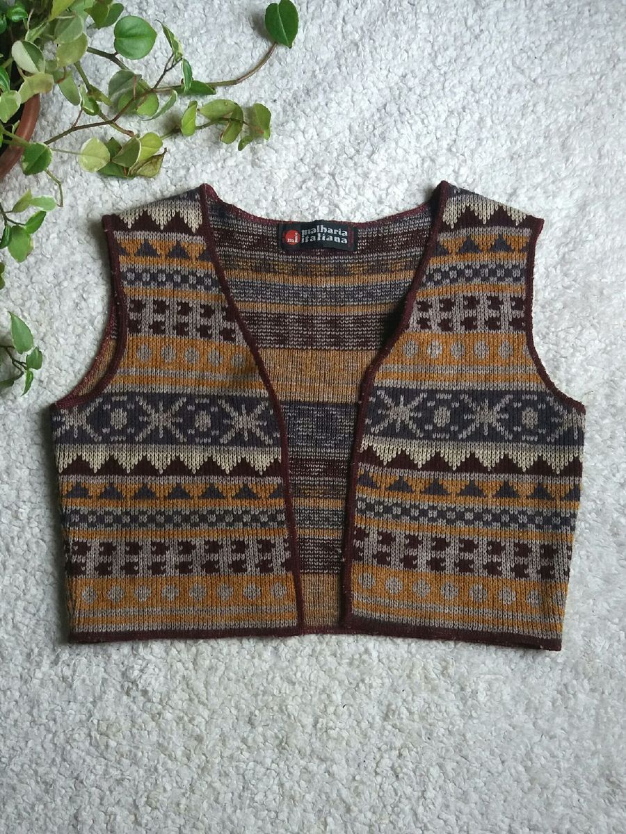 Colete Hippie Etnico Tricô Vintage | Colete Feminino Usado 66712760 ...