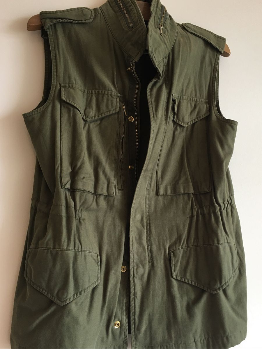 Colete Parka Verde Militar Zara | Colete Feminino Zara Usado 39821895 ...