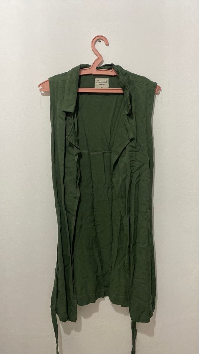 Colete Verde Militar Alongado | Colete Feminino Marisa Usado 81032366 ...